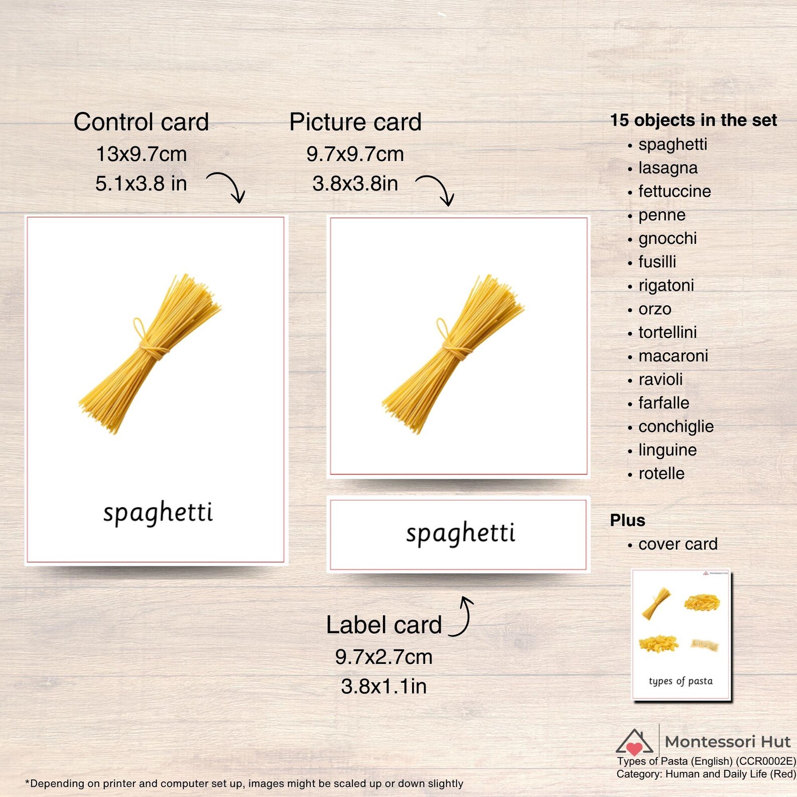 15 Types of Pasta Montessori 3 Part Cards | Nomenclature |PDF ...