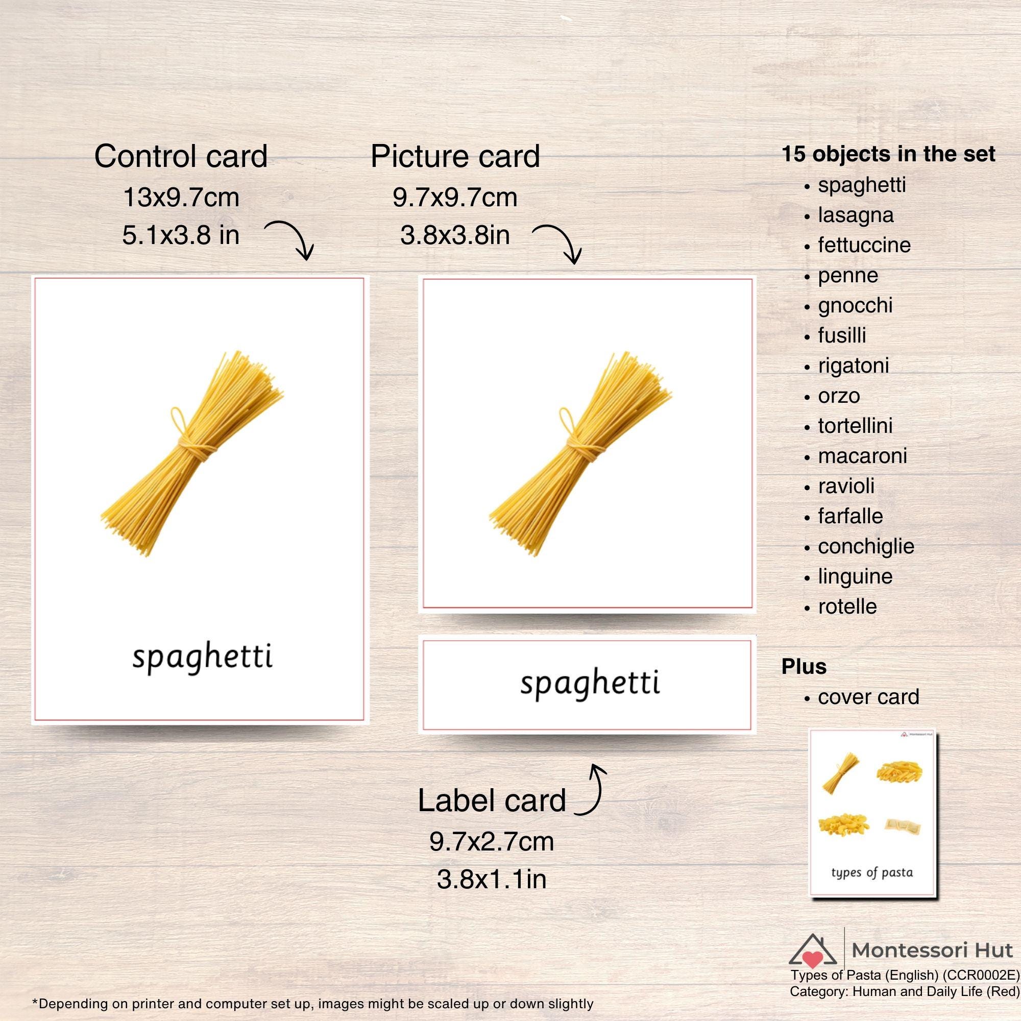 15 Types of Pasta Montessori 3 Part Cards | Nomenclature |PDF ...