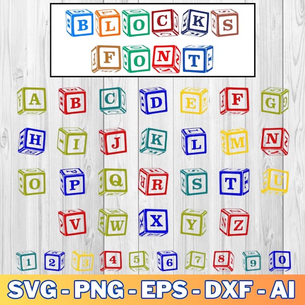 Alphabet Blocks Digital Clipart - Etsy