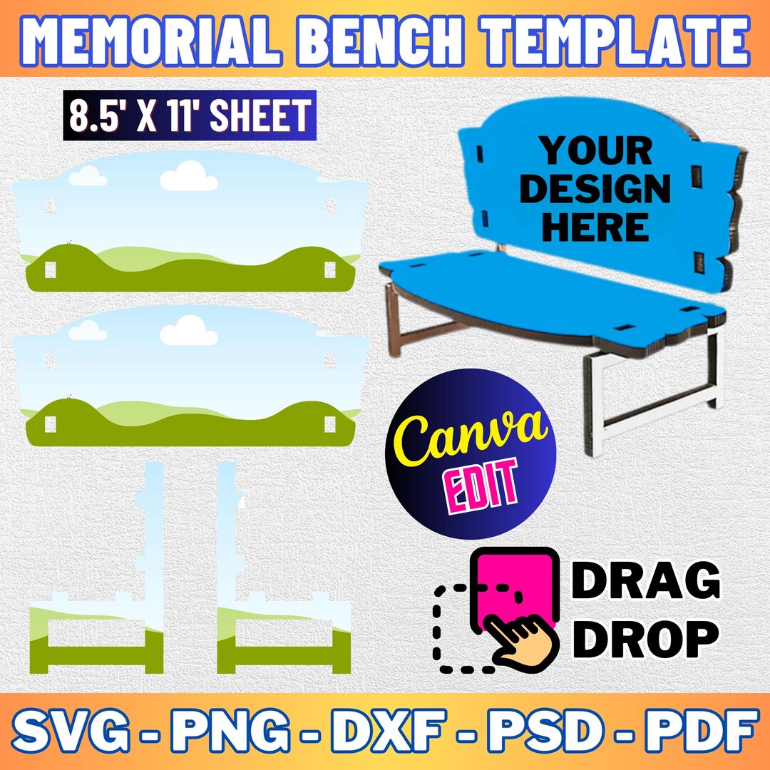 Memorial Bench Template, Memorial Bench Svg, Sublimation Bench Blank ...