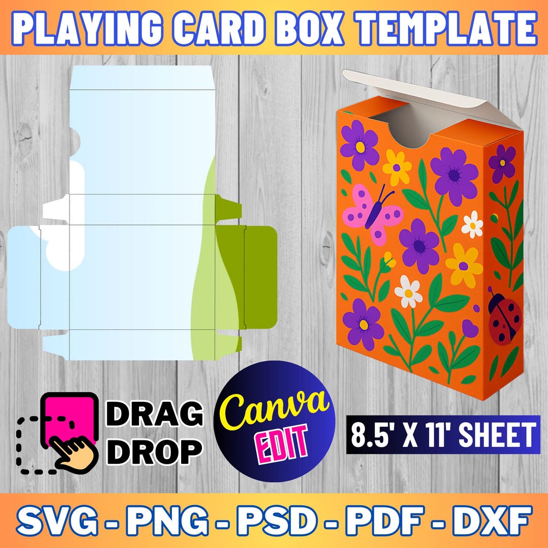 Playing Card Box Template SVG: DIY Gift Box (digital Download) - Etsy