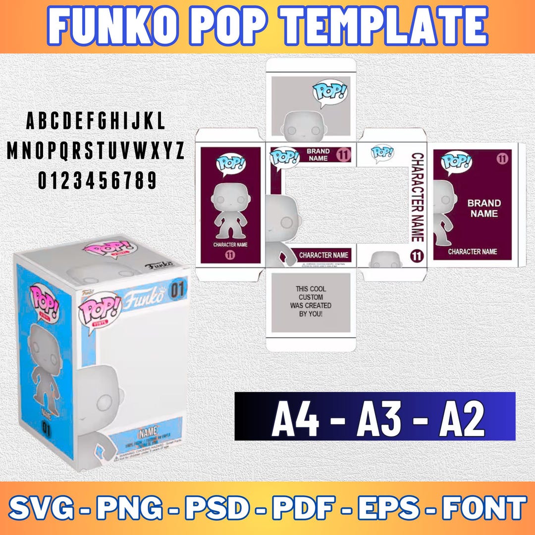 Funko Pop Vinyl Custom Box Template, Funko POP Box Template Svg, Funko Box Vector, Funko Box ...