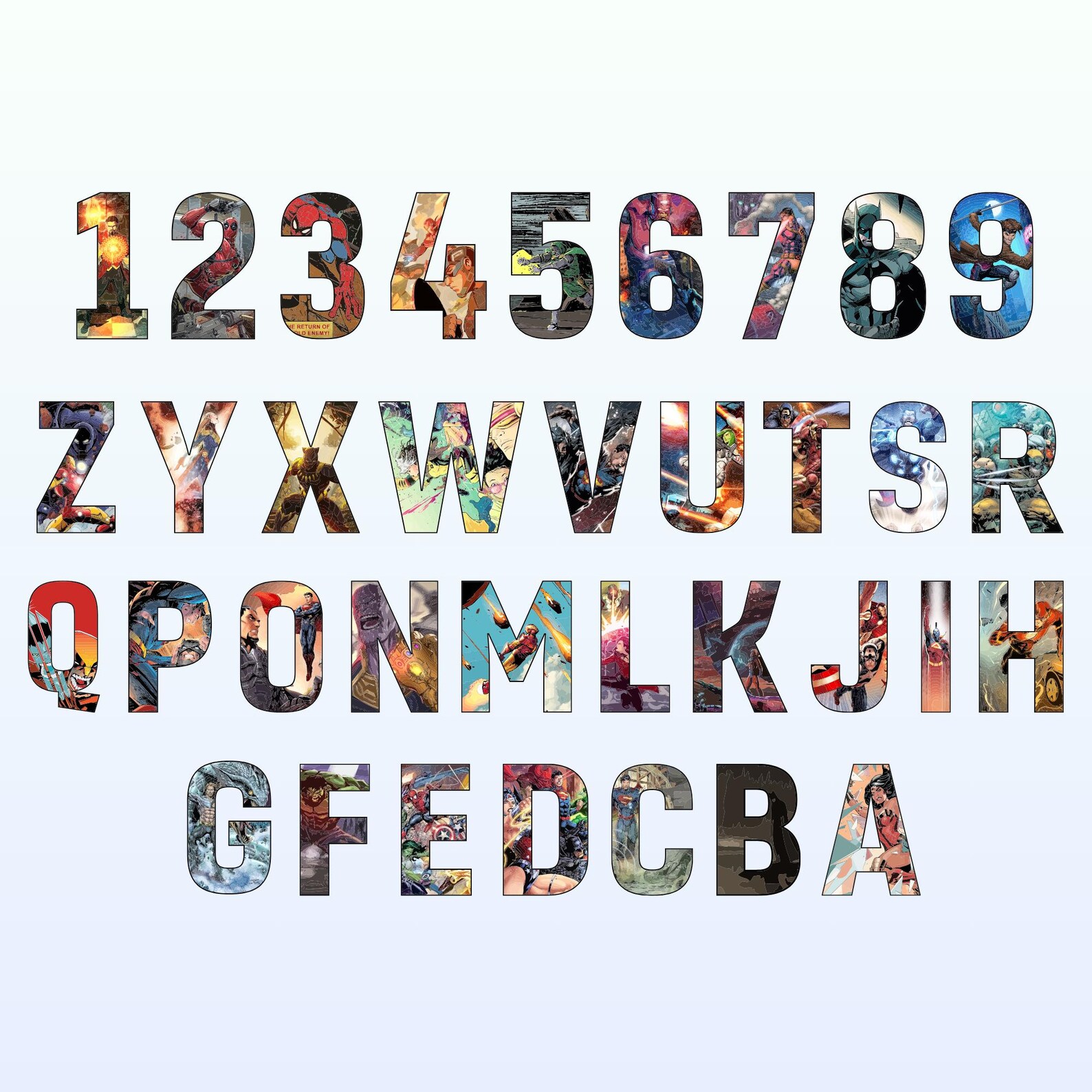 Superhero Alphabet Clipart: Doodle Font, SVG, PNG (digital Download) - Etsy