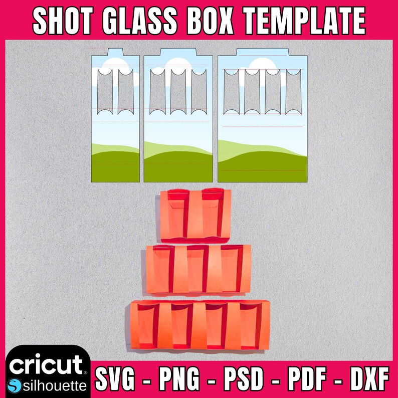Shot Glass Box Template Bundle: SVG Party Favor Box (digital Download ...