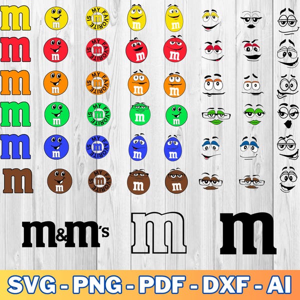 M and M Face Svg - Etsy