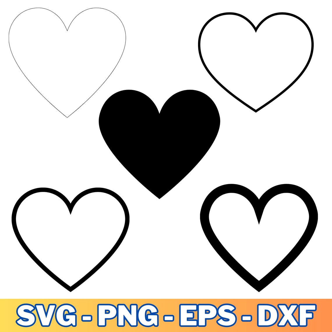 Hearts Svg Bundle, Heart Outline Svg, Heart Cut Files, Heart Clipart ...