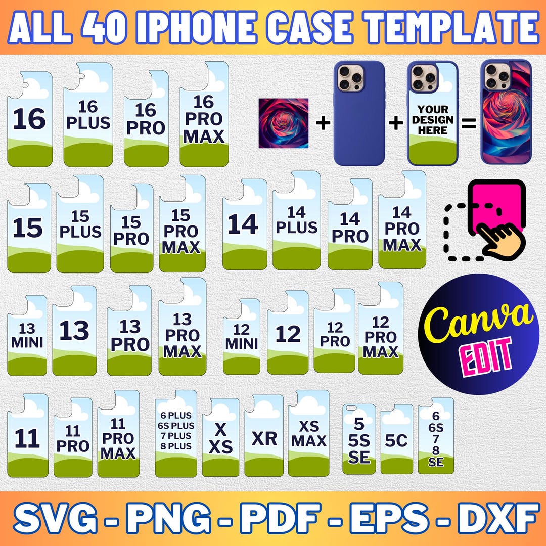 40 Phone Case Template Mega Bundle, iPhone Case Template, iPhone Sublimation Template, Smart ...
