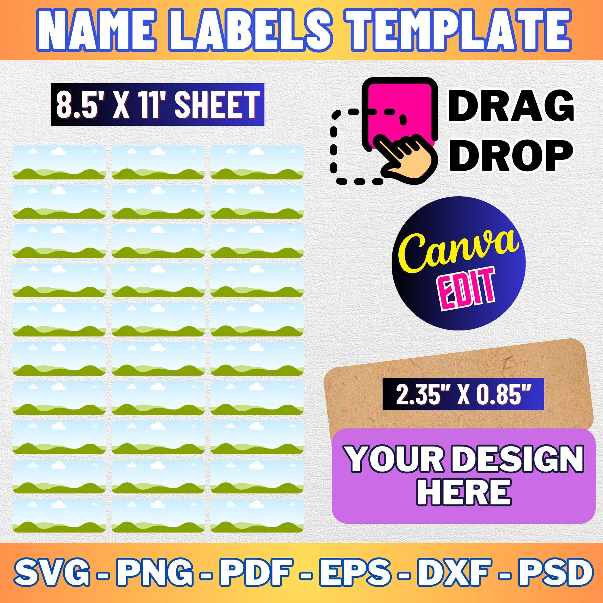 Name Labels Template, School Label Template, School Supply Labels Svg ...