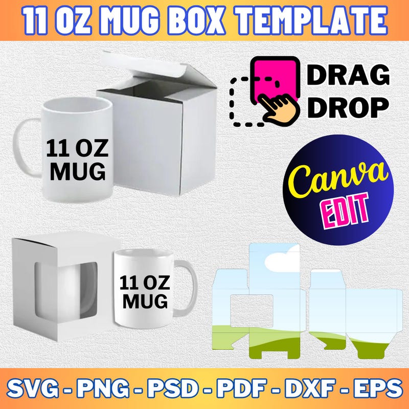 Mug Box Template - Etsy
