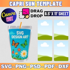 Capri Template Svg, Blank Capri Sun Template, Juice Pouch Label, Juice ...