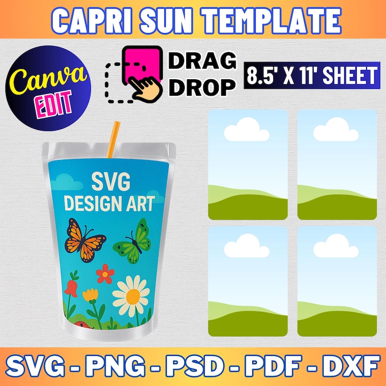 Capri Sun Template SVG: Custom Juice Pouch Label (digital Download) - Etsy