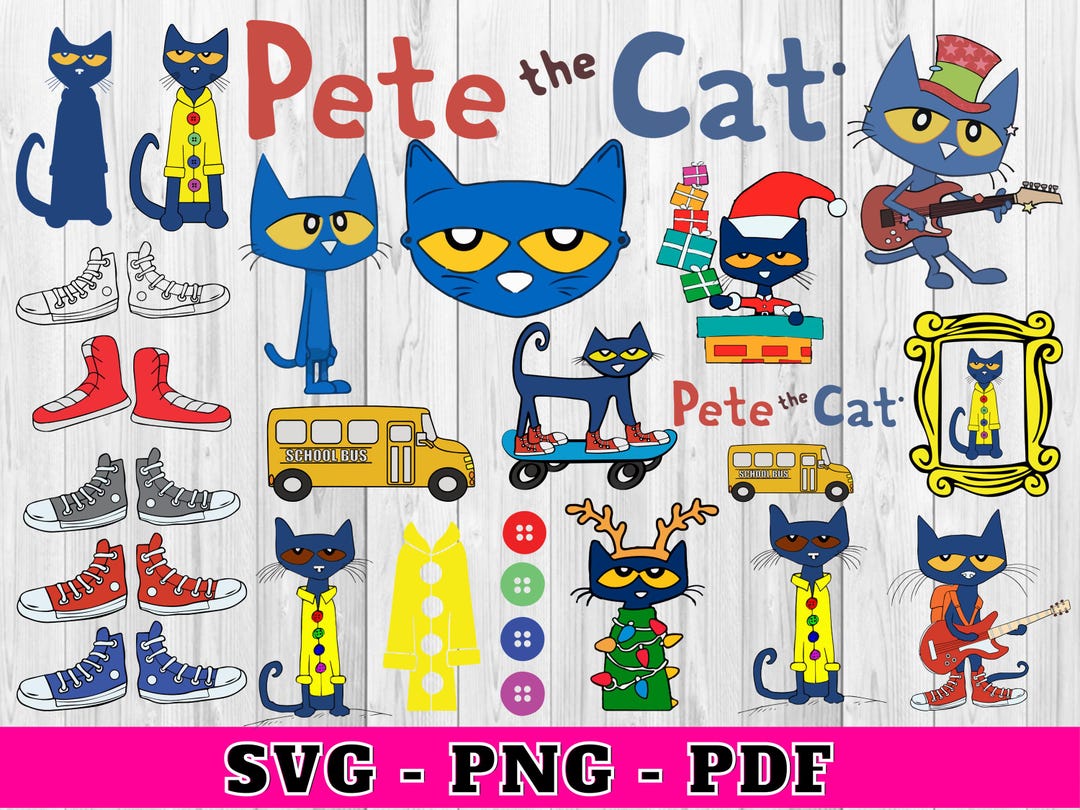 Pete the Cat SVG Vector Bundle: Cricut & Silhouette Cut File (digital ...