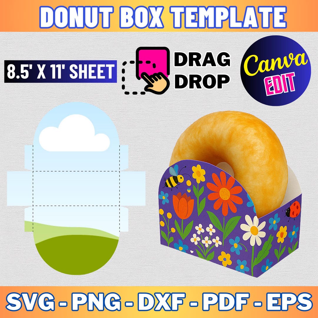 Donut Box Template, Donut Box Svg, Donut Holder Template, Party Favors ...