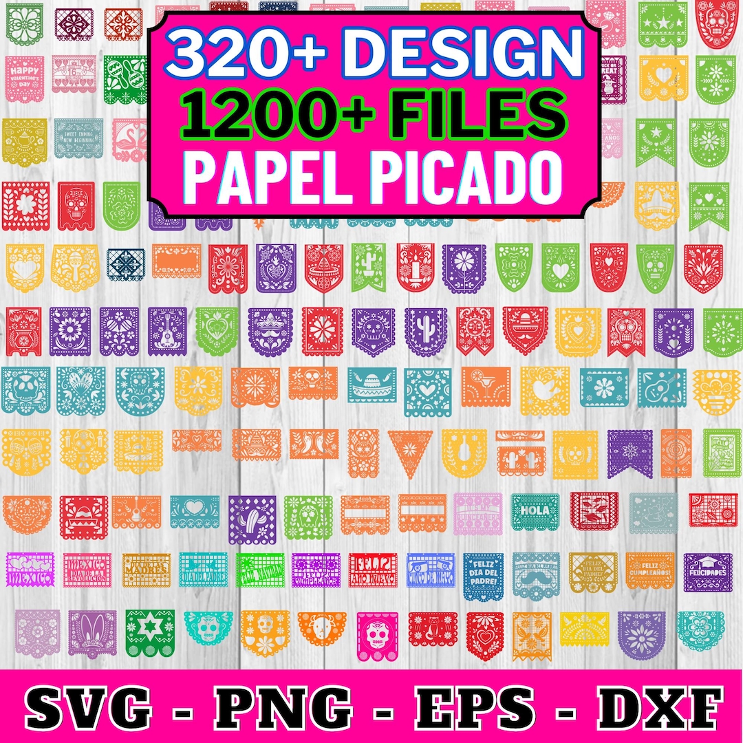 Papel Picado SVG Bundle: Fiesta Banner Clipart (digital Download) - Etsy