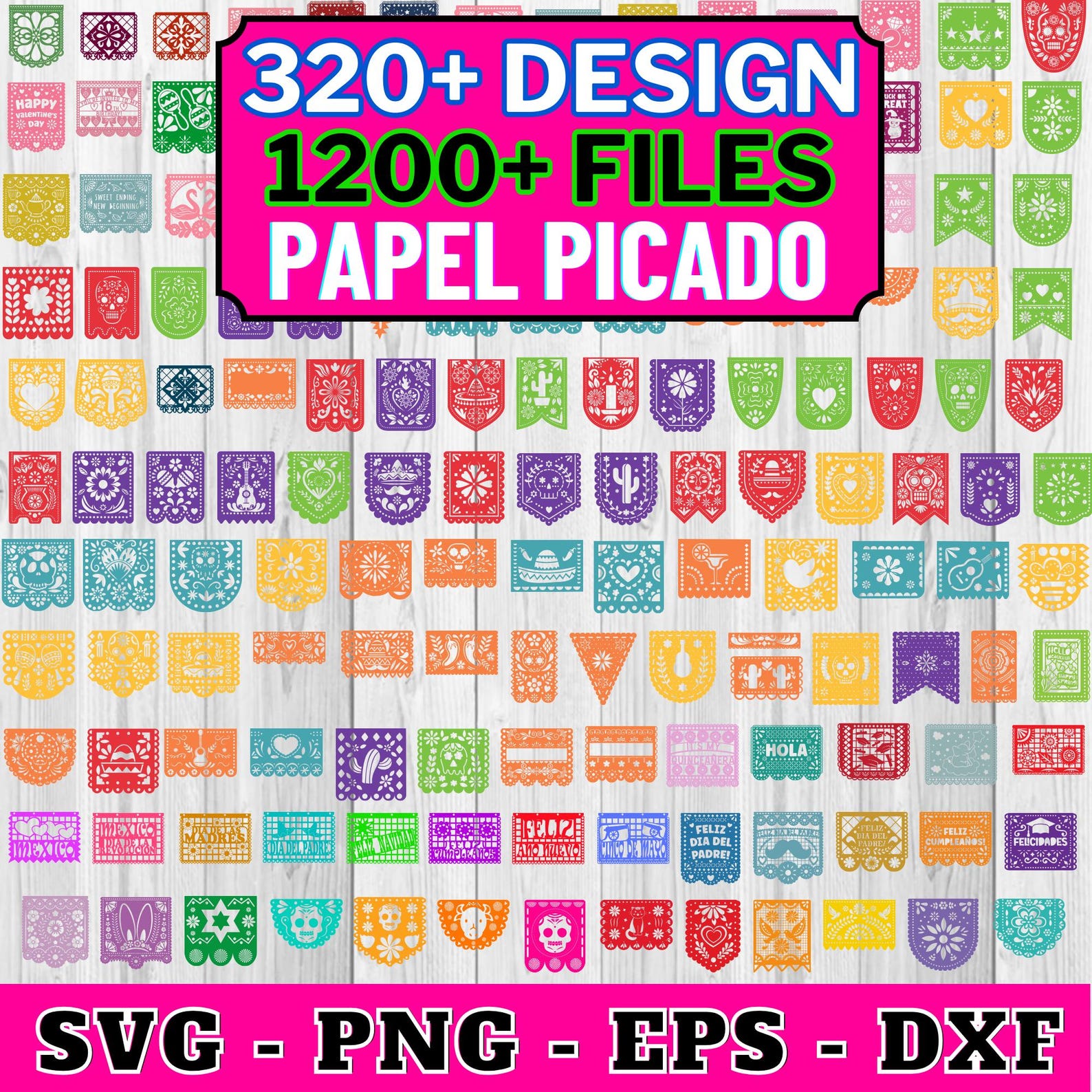 Papel Picado SVG Bundle / Papel Picado PNG Bundle / Papel Picado ...