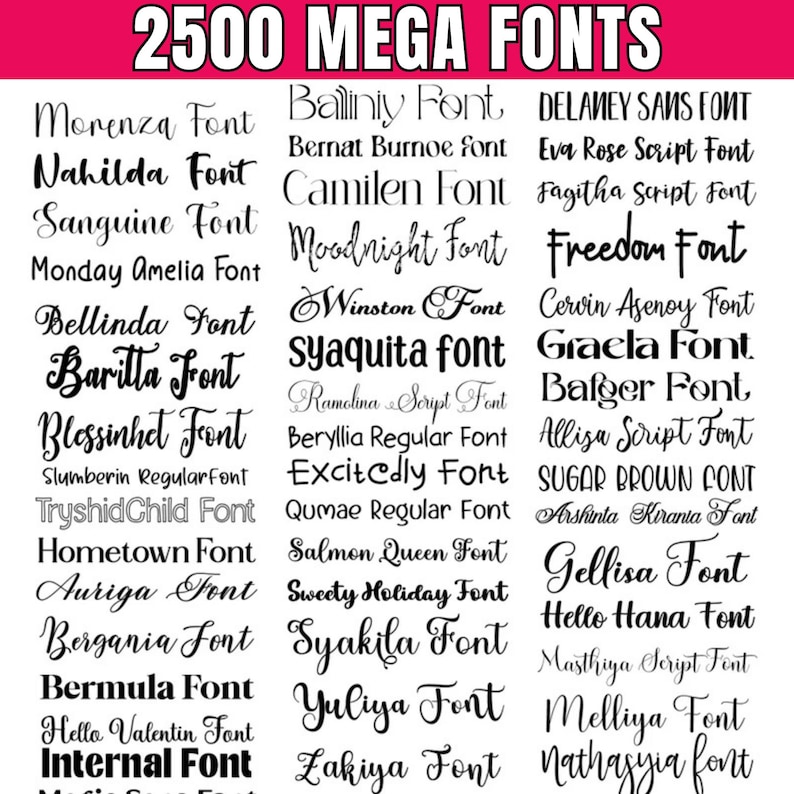 2500 Mega Fonts Bundle: Handwritten Script, Calligraphy, & Modern Fonts ...
