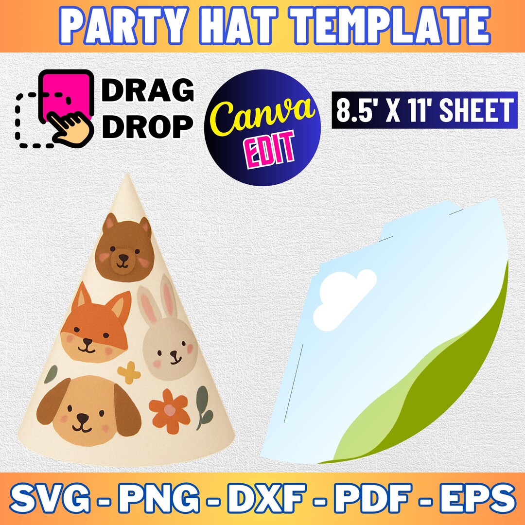 Party Hat Template, Party Hat Svg, Birthday Hat Template, Blank Hat ...