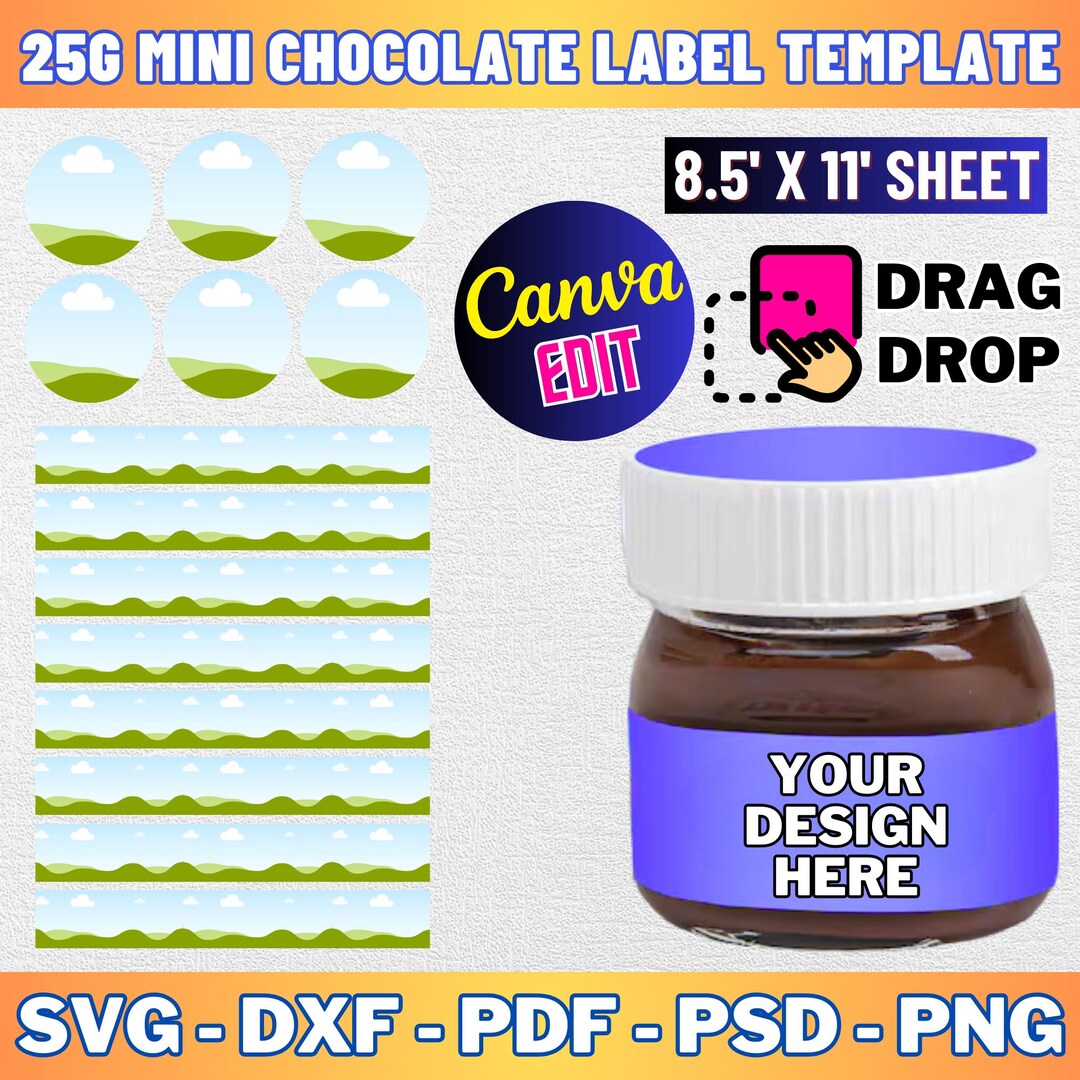 25g Mini Hazelnut Spread Label Template, Hazelnut Cocoa Spread Label ...