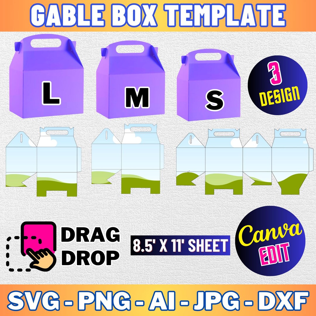 Gable Box Template Bundle, Gable Box SVG, Box Template SVG, Party Favor Box, Cricut Cut Files ...
