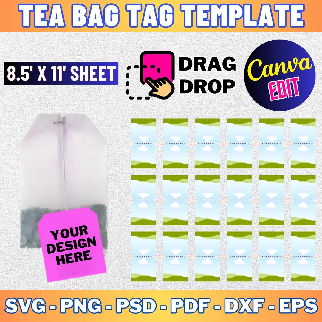 Tea Bag Tag Template, Tea Bag Label Template, Tea Bag Label Svg, Tea ...