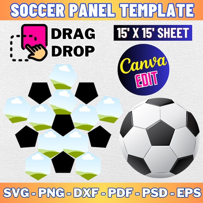 Soccer Ball Panel Template: Canva Editable, Custom Design (digital ...