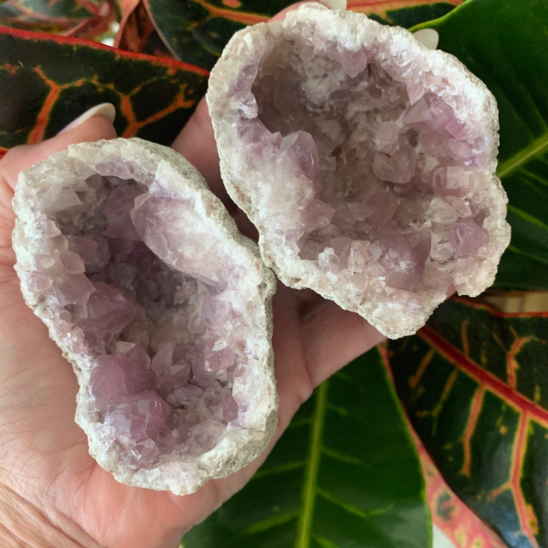 Par entero de geodas de amatista rosada / geoda de amatista - Etsy España