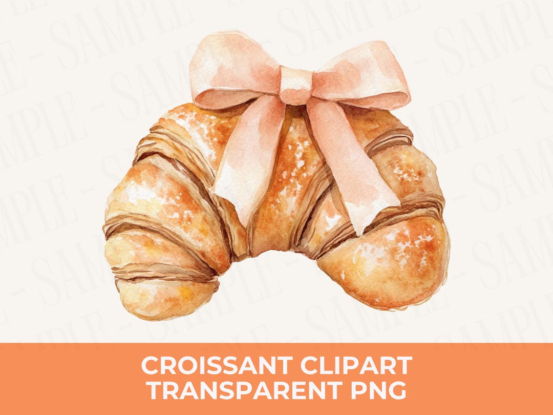 Coquette Croissant PNG Clipart | Watercolor Pastry With Pink Bow ...