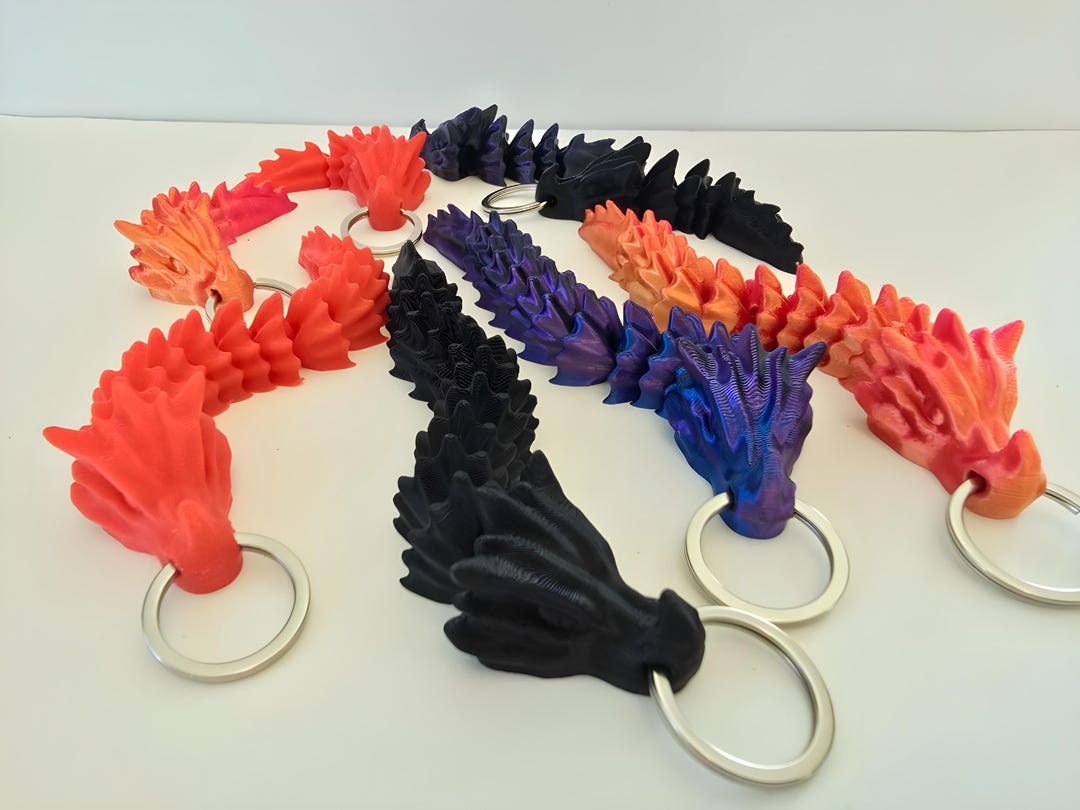 Flexible Dragon Keychain, Sensory Fidget, 3d Printed Dragon Toy ...