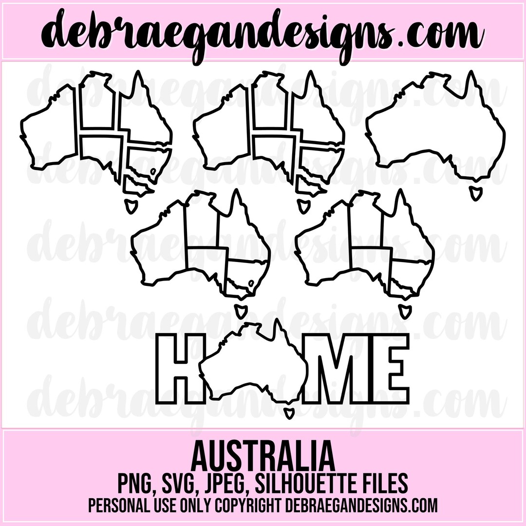 Australia Cut File - 6 Styles - SVG, PNG, JPEG - Silhouette Cameo ...