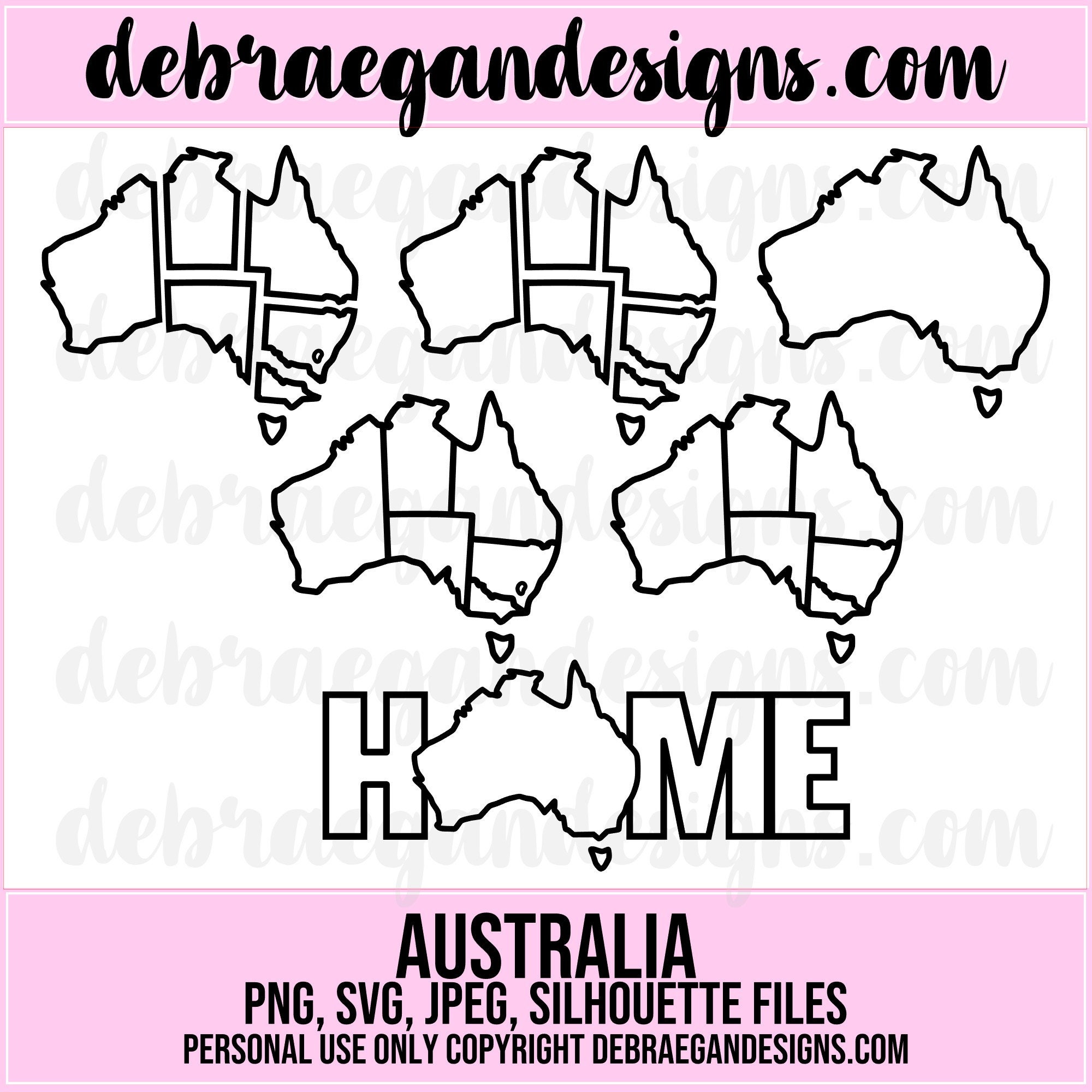 Australia Cut File - 6 Styles - SVG, PNG, JPEG - Silhouette Cameo ...