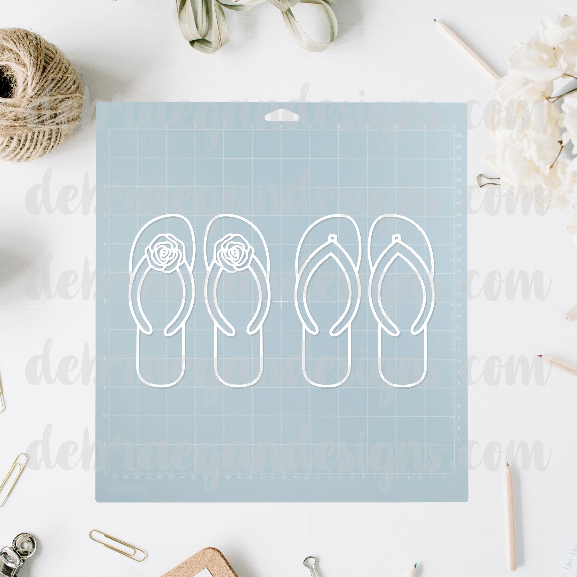 Flip Flops Digital Cut File - 5 Styles - SVG, PNG - Layers, Summer ...