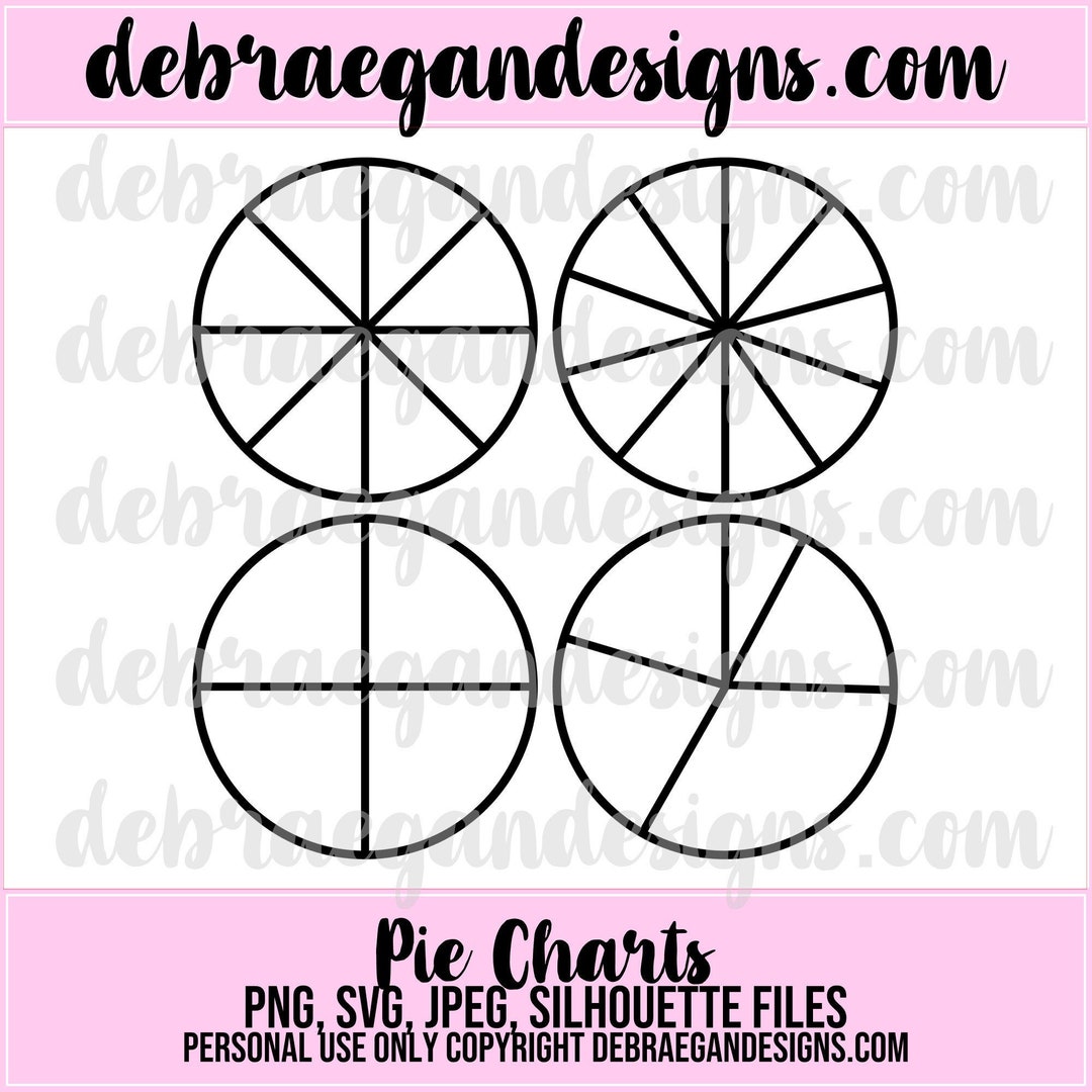 Pie Charts Cut File - 4 Styles - SVG, PNG, JPEG, Studio 3 - Silhouette ...