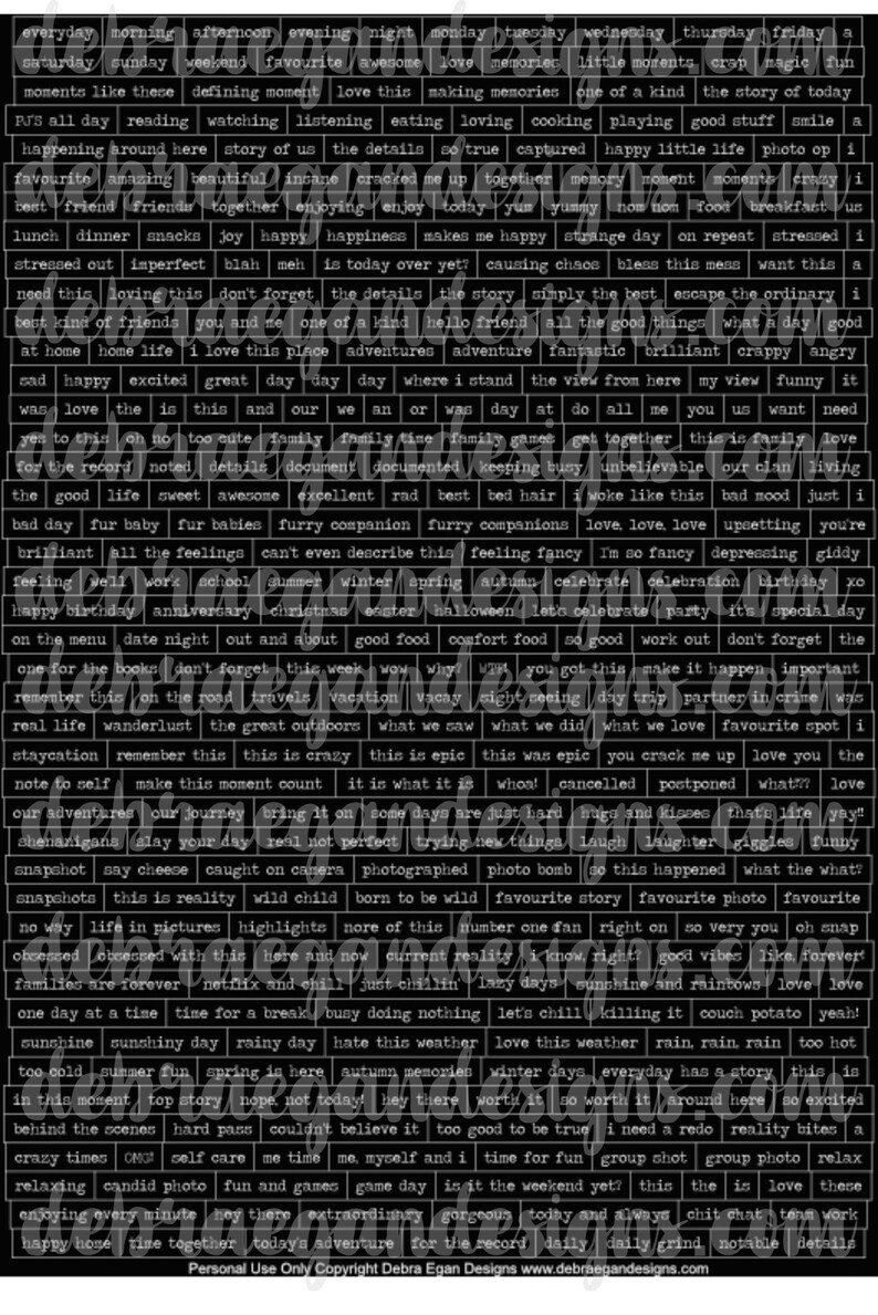 Everyday Tiny Words/phrases Printable - PDF, PNG, JPEG - Digital Tiny ...