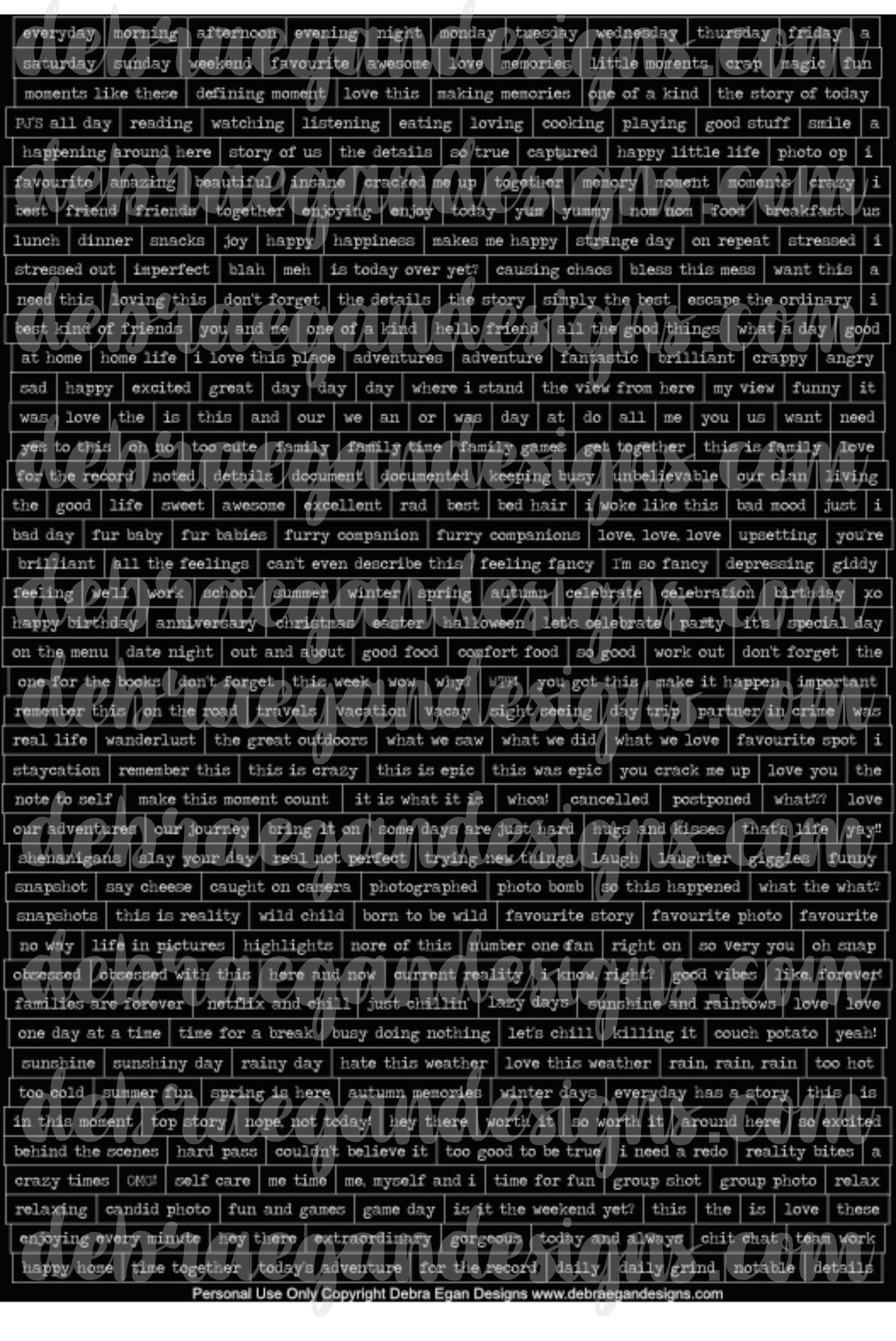Everyday Tiny Words/phrases Printable - PDF, PNG, JPEG - Digital Tiny ...