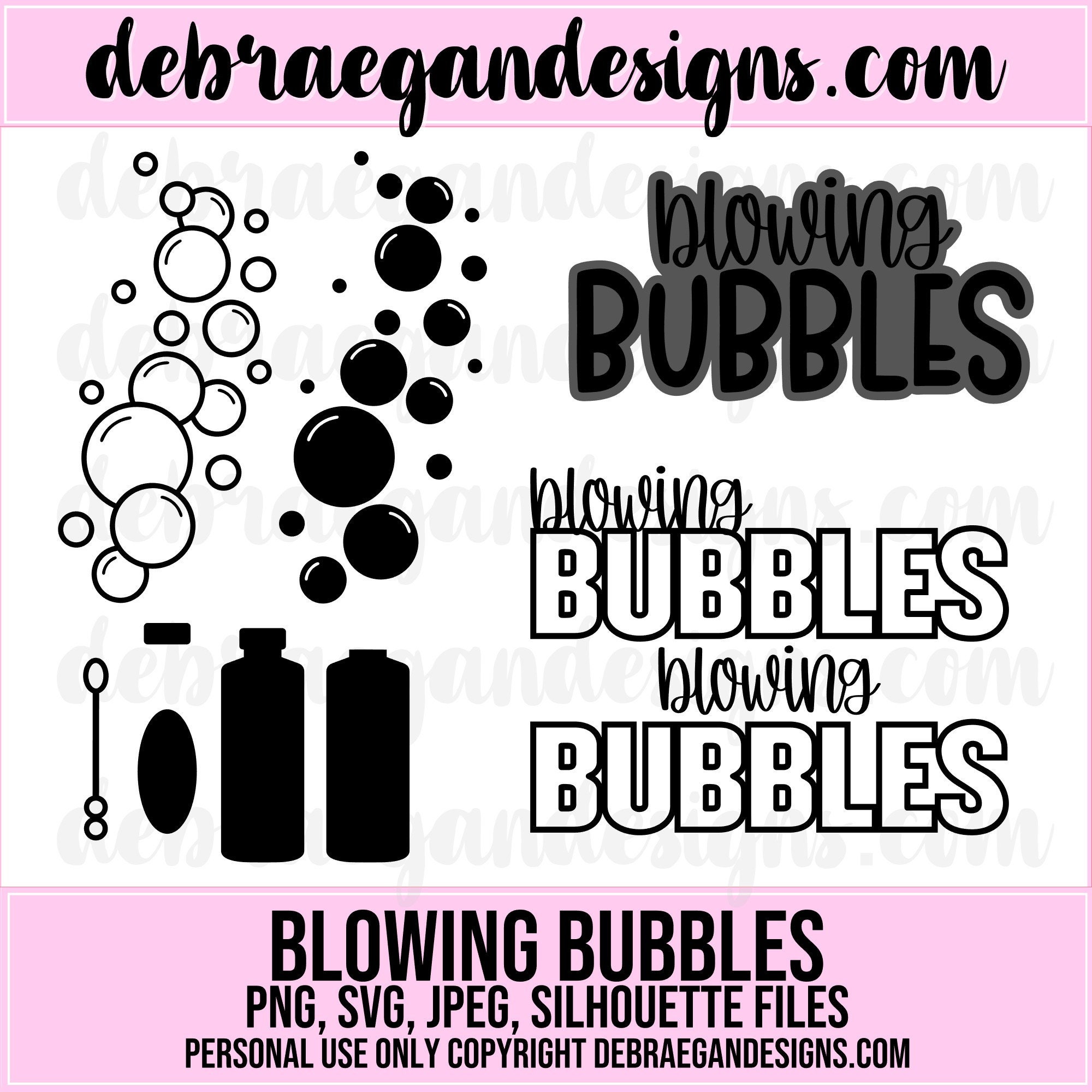 Blowing Bubbles Digital Cut File SVG, PNG, JPEG Silhouette Cameo ...