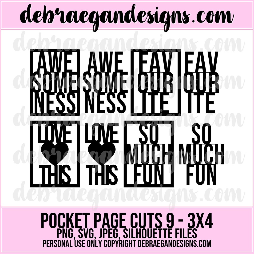 Pocket Page Cuts 9 - 3x4 - SVG, PNG, JPEG - Silhouette Cameo, Cricut ...