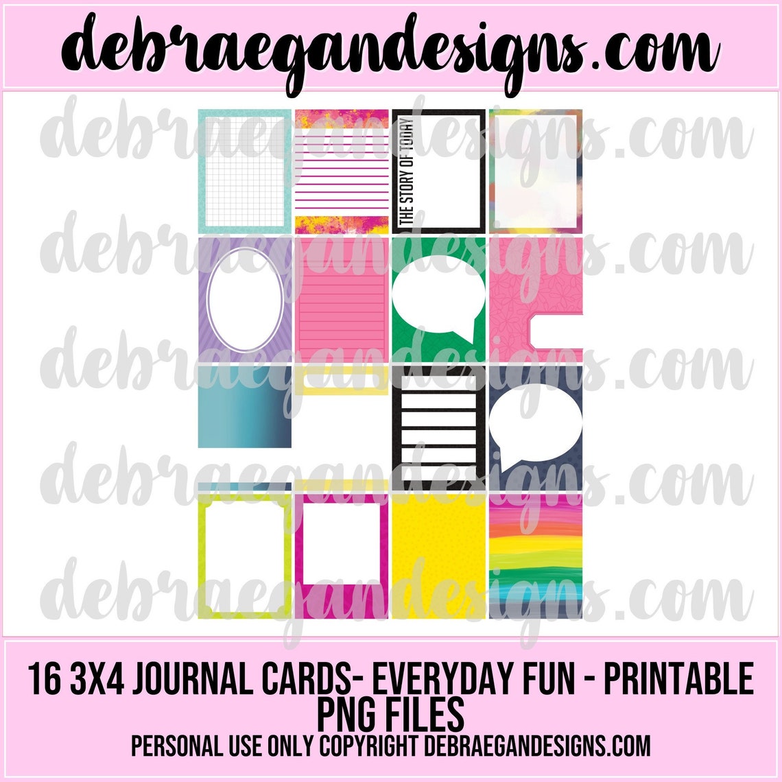 16 Digital/printable 3x4 Pocket Page Cards (everyday Fun ...