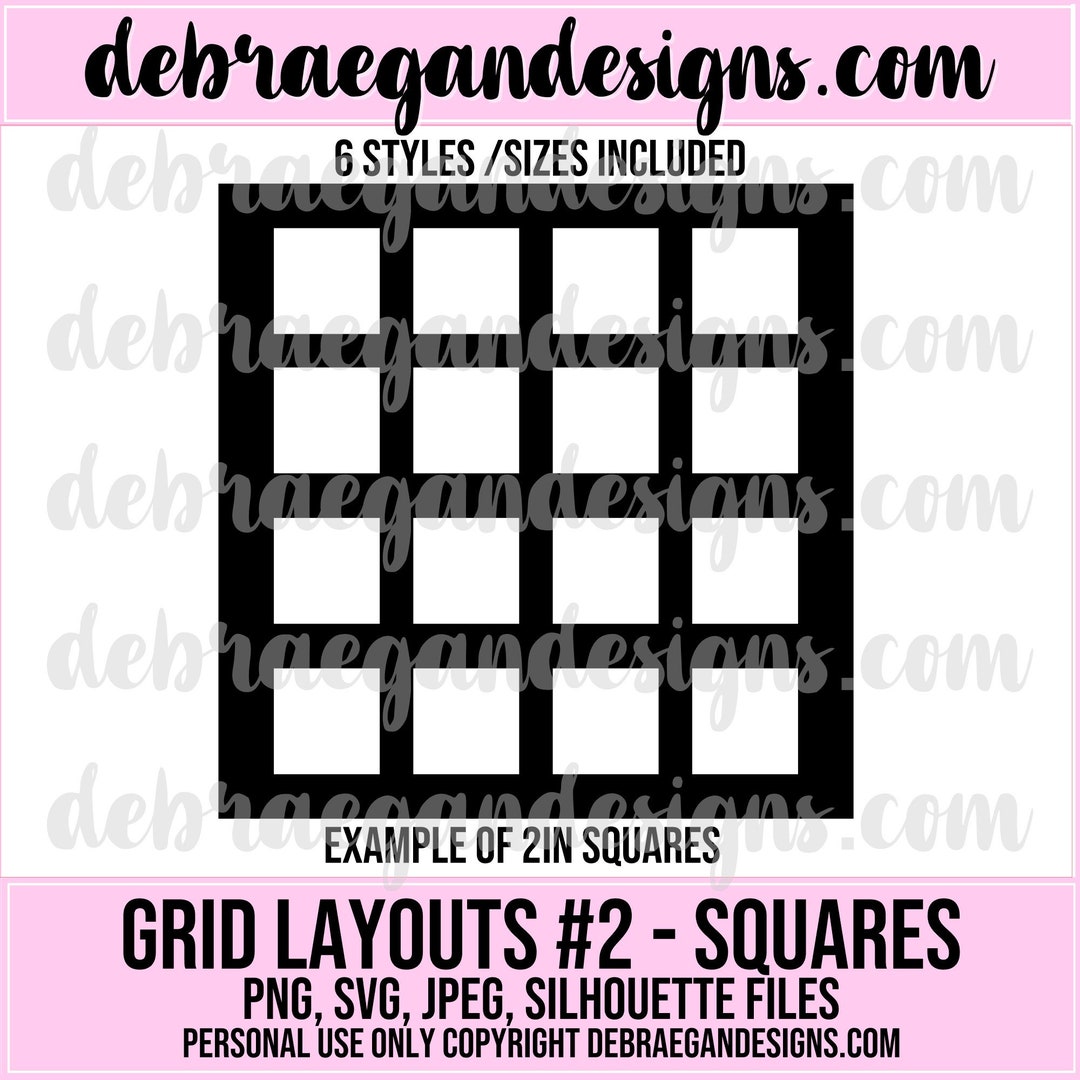6 Styles Scrapbook Grid Layouts - Squares Cut File - Scrapbook Layout ...