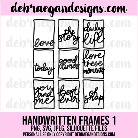 Hand Written Frames Cut File Hand Drawn SVG PNG JPEG - Etsy