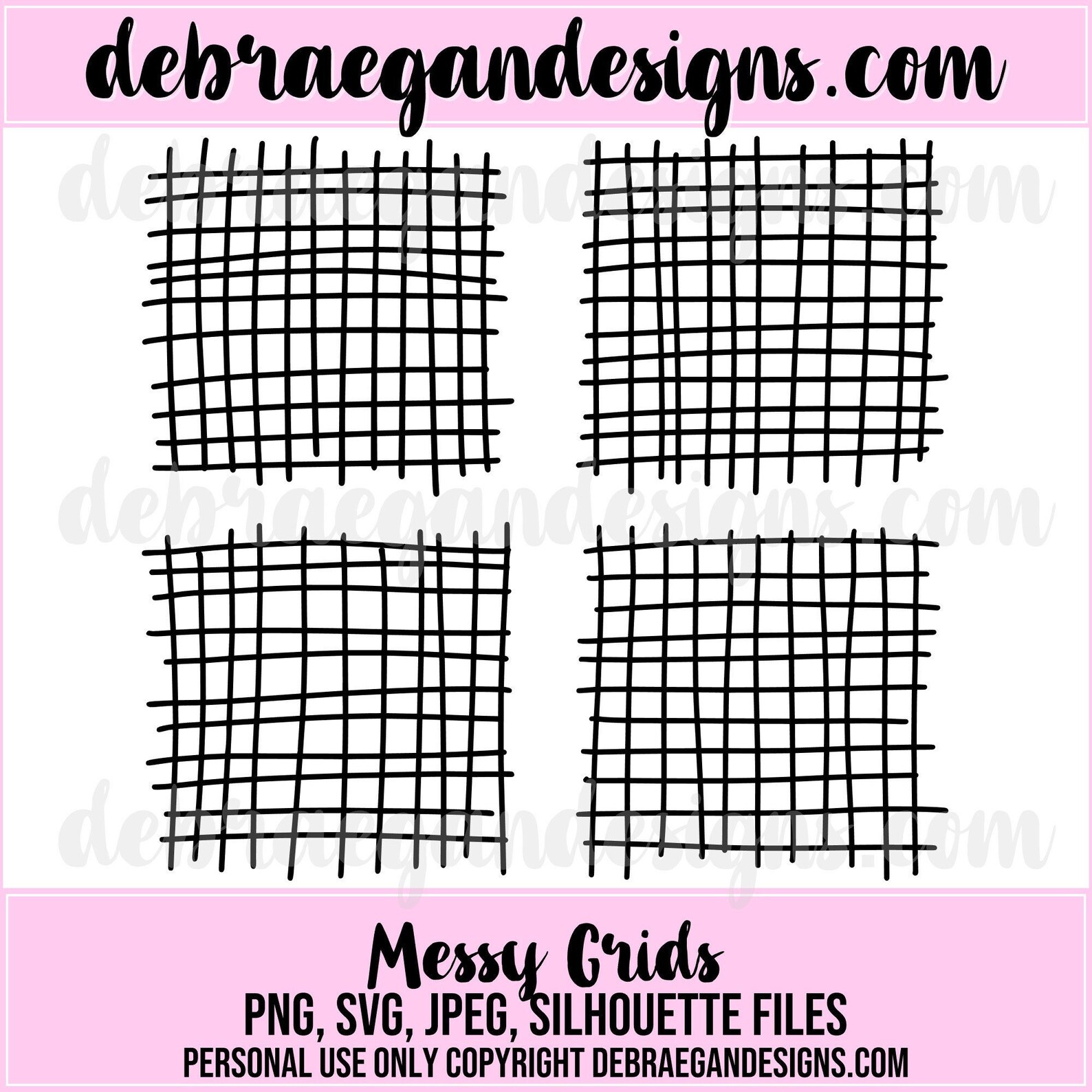 4 Messy Grids Background Cut File. Hand Drawn SVG, PNG, JPEG ...