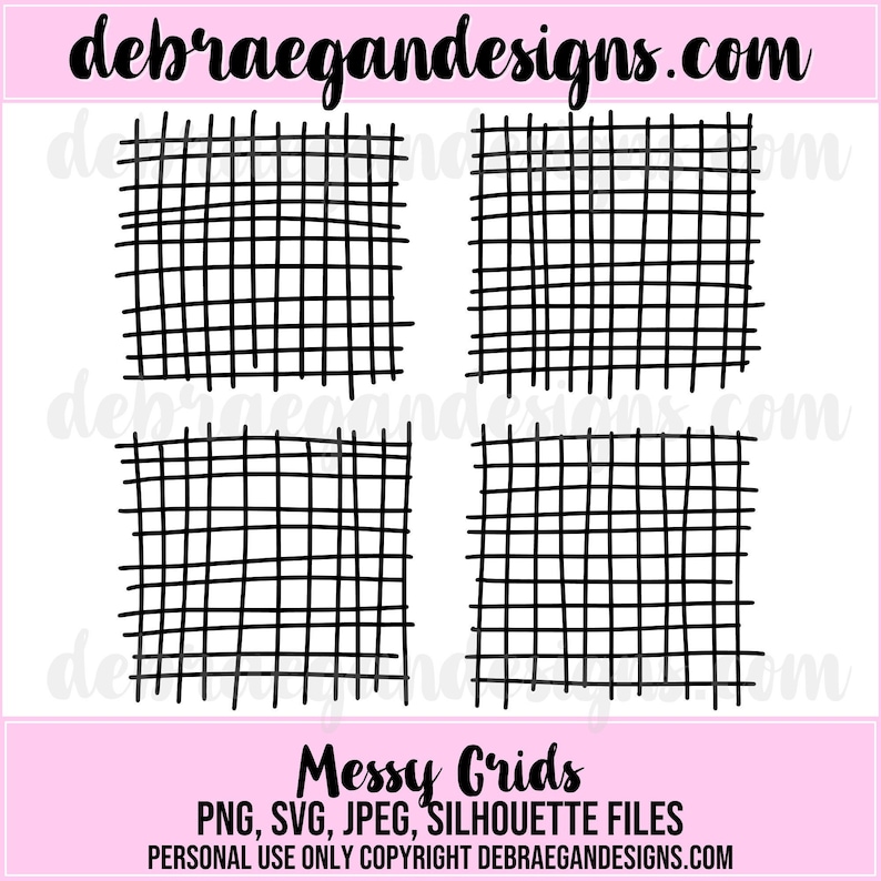 4 Messy Grids Background Cut File. Hand Drawn SVG, PNG, JPEG ...