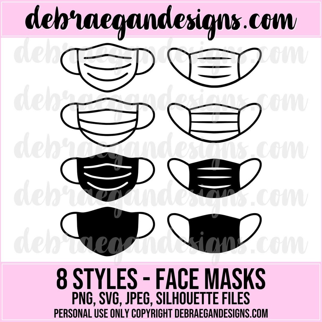 8 Styles of Face Masks Cut Files SVG PNG JPEG Studio 3 - Etsy Australia