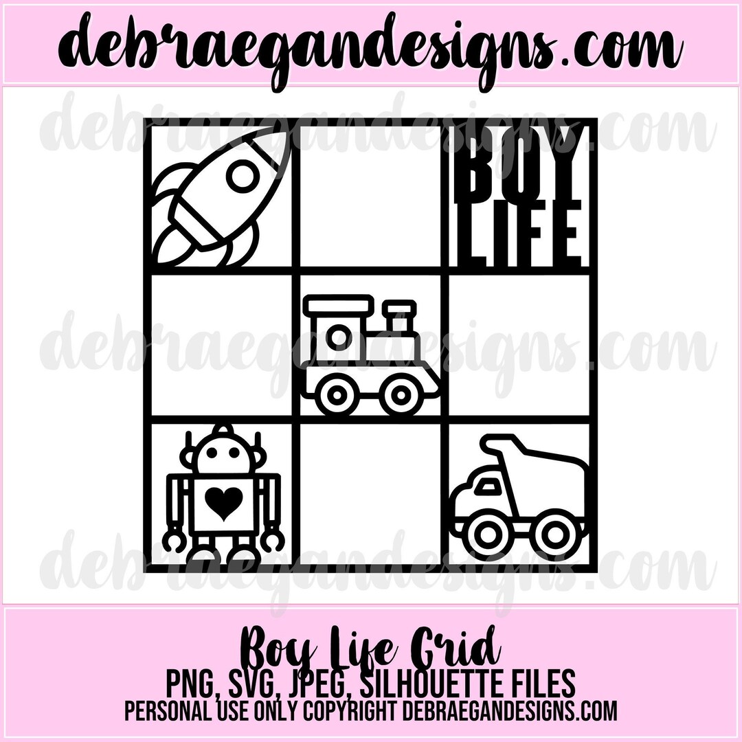 Boy Life - Grid Cut File -SVG, PNG, JPEG, .studio 3 - Silhouette Cameo ...