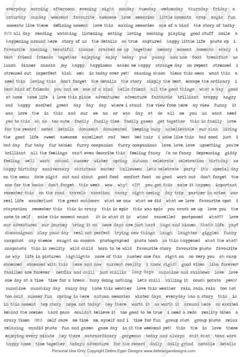 Everyday Tiny Words/phrases Printable - PDF, PNG, JPEG - Digital Tiny ...