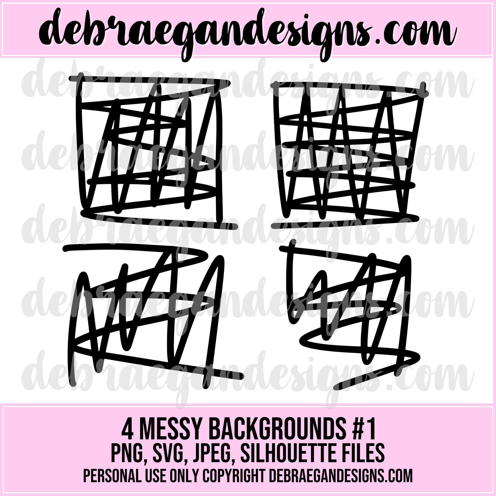 4 Messy Backgrounds Cut Files - Hand Drawn SVG, PNG, JPEG - Silhouette ...