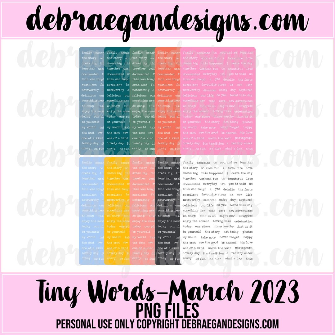 Tiny Words/phrases Printable (march 2023)- 2 Styles - PNG Format ...
