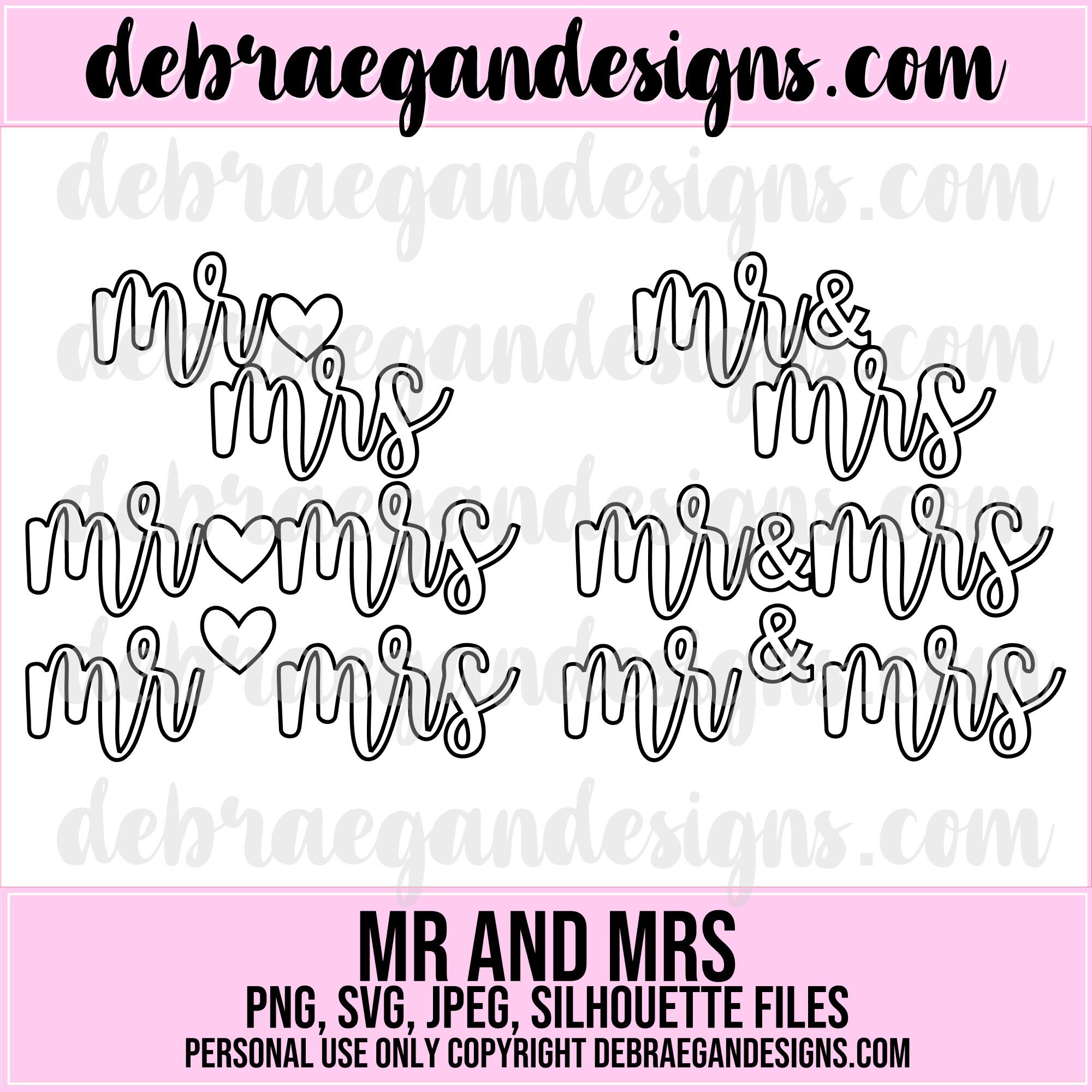 Mr and Mrs Digital Cut File SVG, PNG, JPEG Silhouette Cameo, Cricut ...