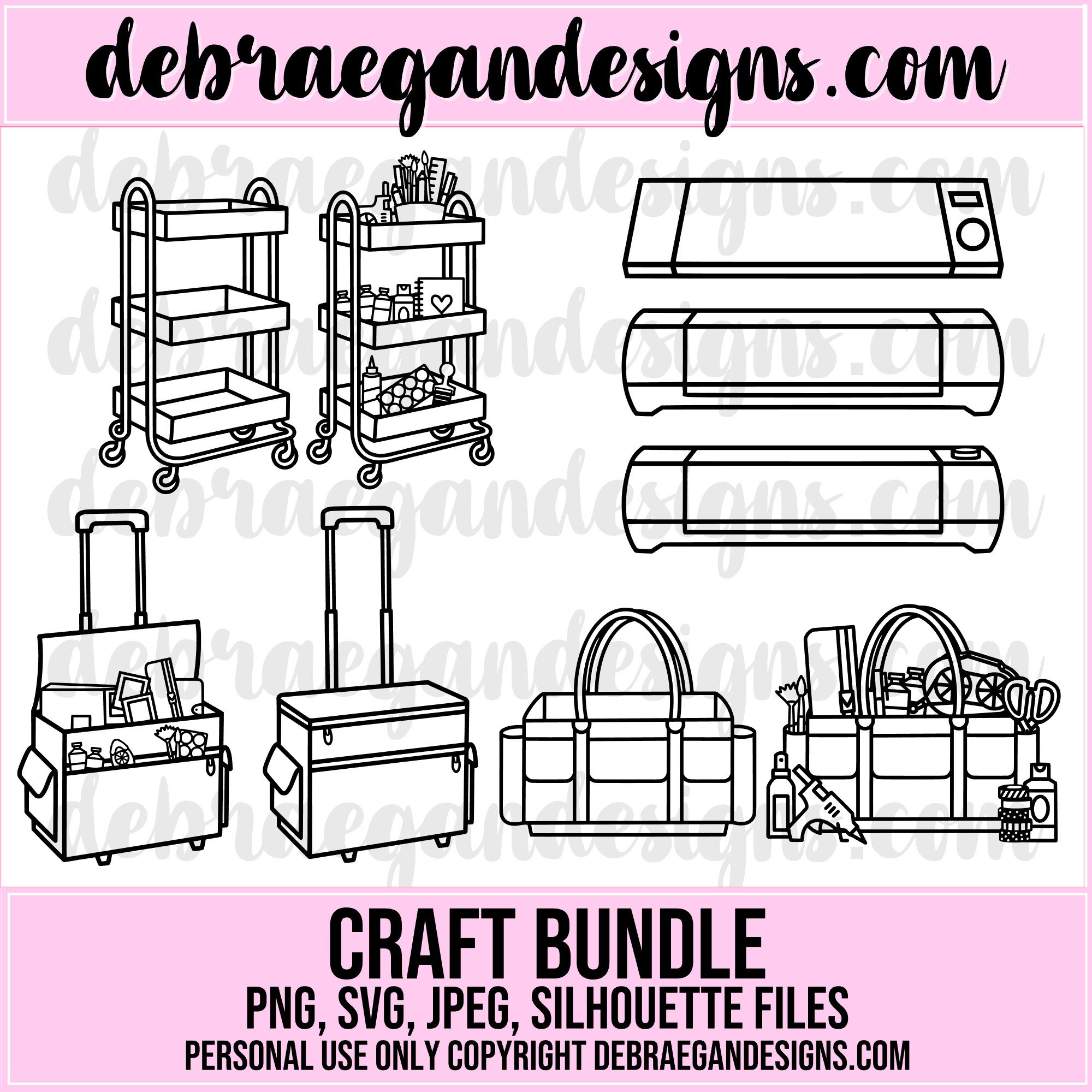 Craft Bundle - 4 Assorted Craft Cut Files- Craft Cart, Bag, Cutting ...