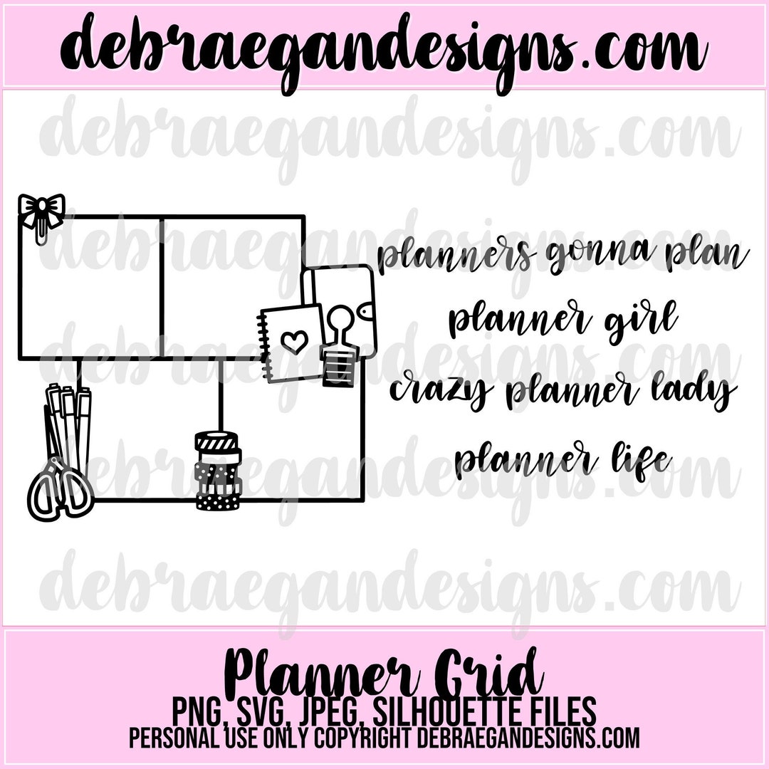 Planner Layout Grid and Titles Cut Files -SVG, PNG, JPEG, .studio 3 ...