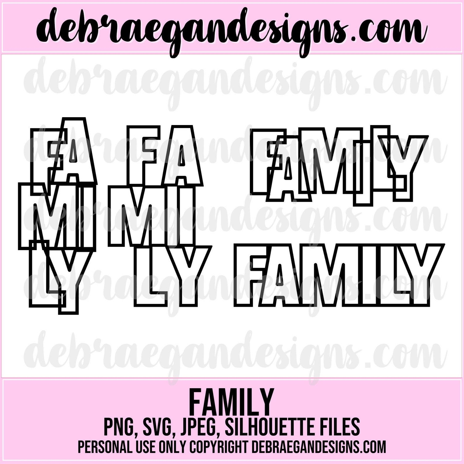 Family Title Cut File - 4 Styles - SVG, PNG, JPEG - Silhouette Cameo ...